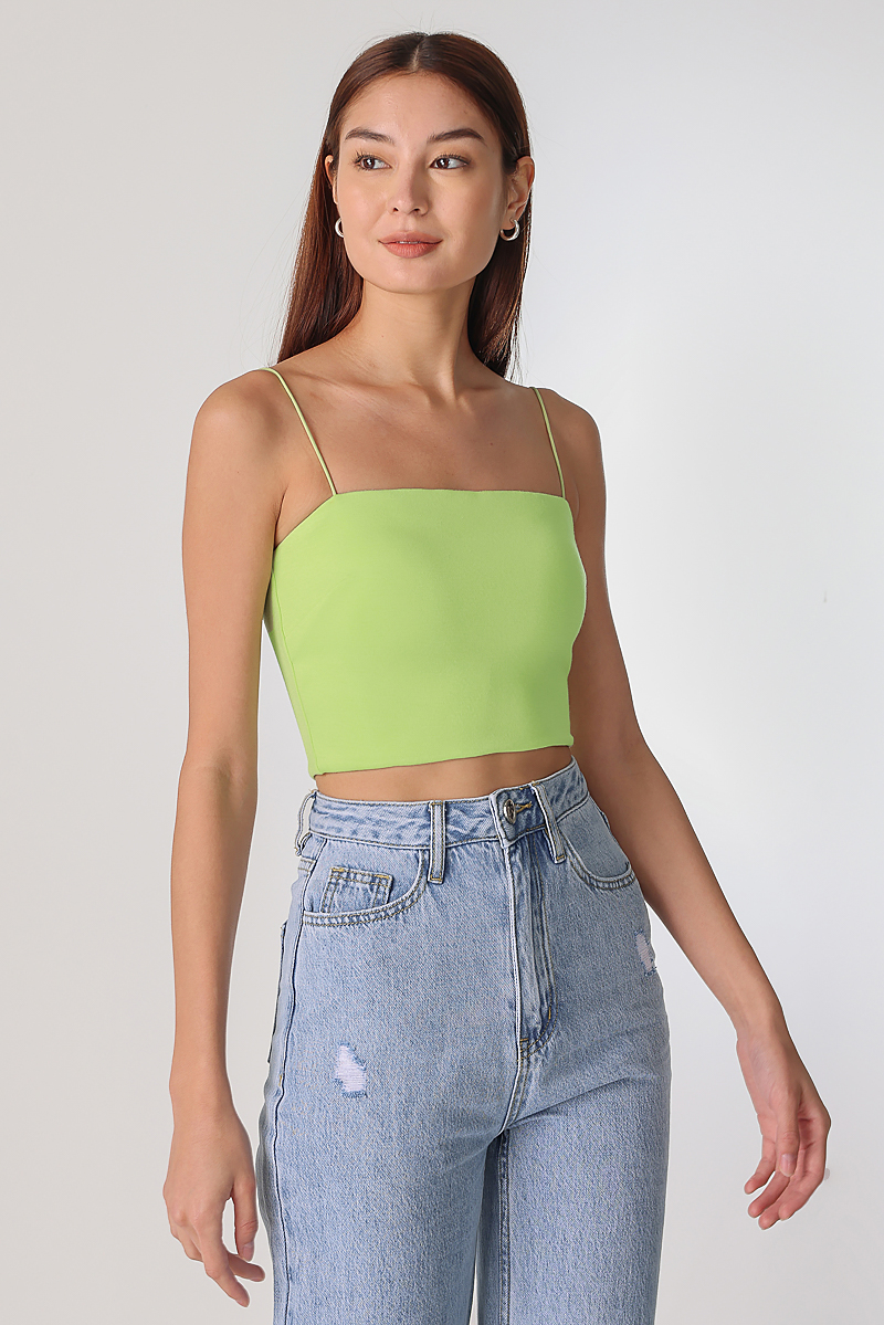 AELLA PADDED CAMI TOP - CROPPED (LIME GREEN) | Lovet