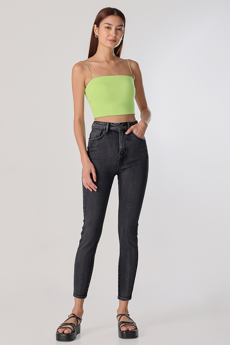 AELLA PADDED CAMI TOP - CROPPED (LIME GREEN) | Lovet