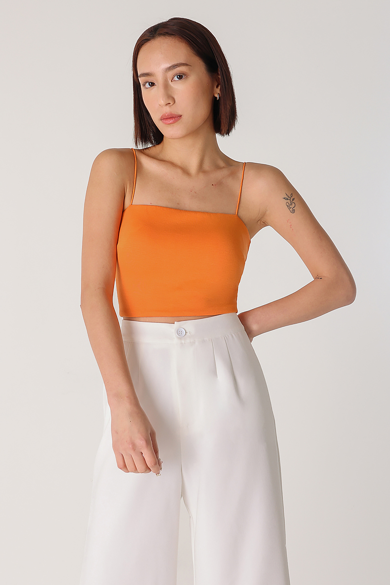 AELLA PADDED CAMI TOP - CROPPED (SUMMER ORANGE) | Lovet