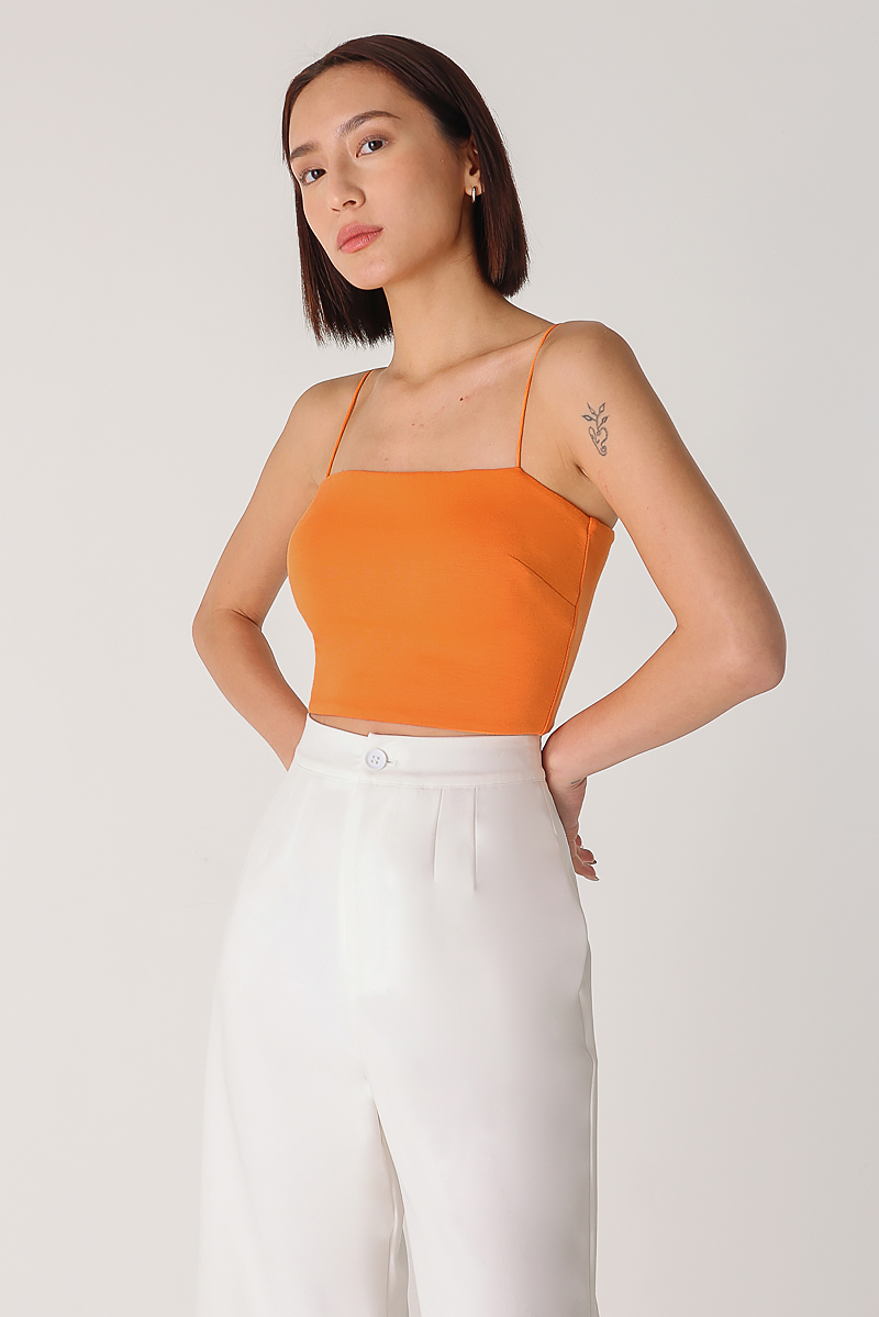 AELLA PADDED CAMI TOP - CROPPED (SUMMER ORANGE) | Lovet