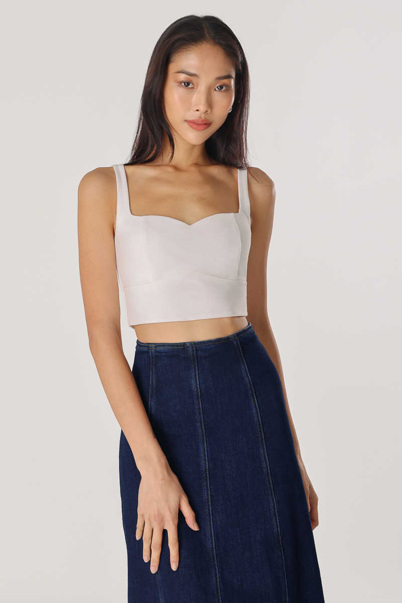 MASON BASIC PADDED SWEETHEART TOP (WHITE) | Lovet