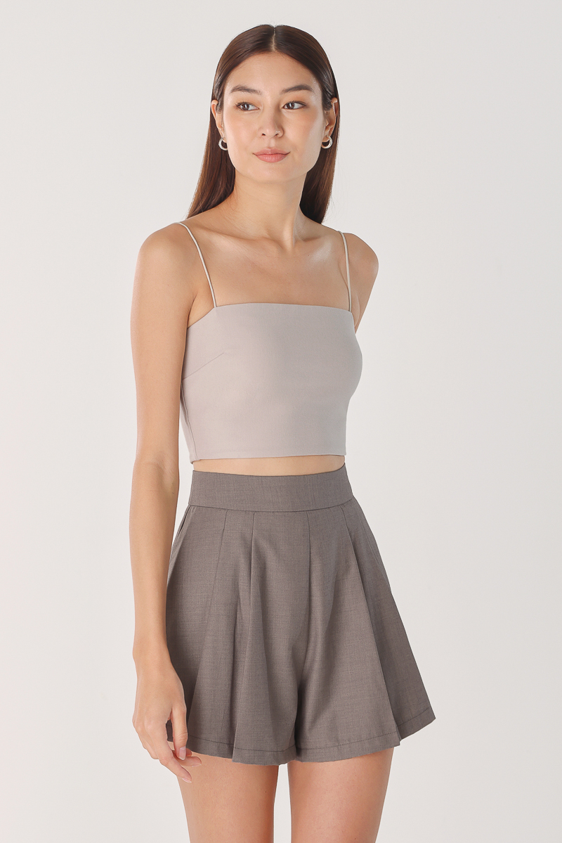 AELLA PADDED CAMI TOP - CROPPED (TAUPE) | Lovet
