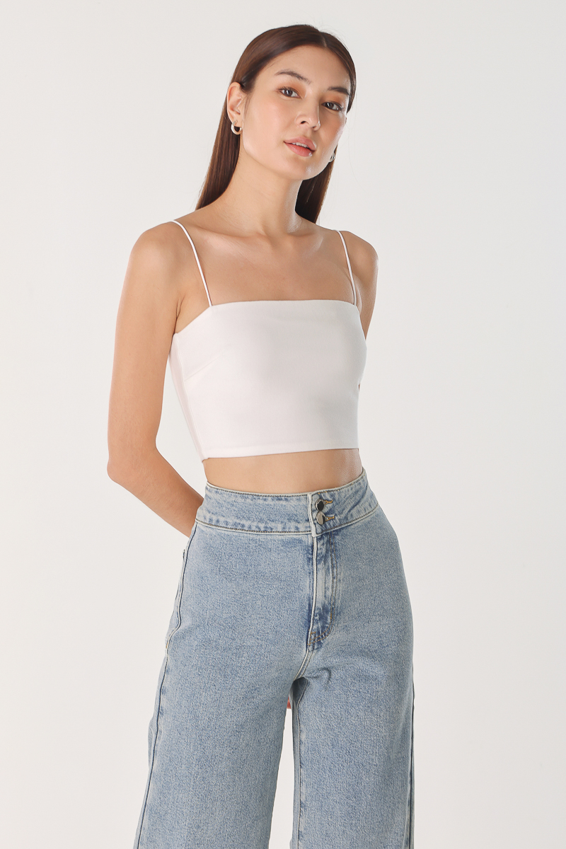 AELLA PADDED CAMI TOP - CROPPED (WHITE) | Lovet