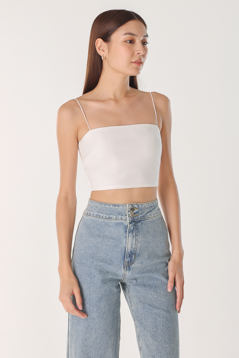 AELLA PADDED CAMI TOP - CROPPED (WHITE) | Lovet