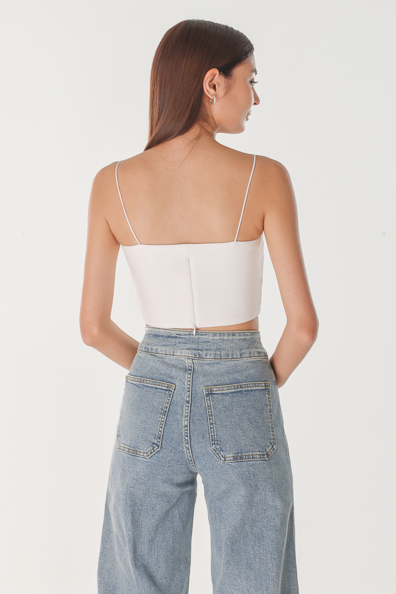 AELLA PADDED CAMI TOP - CROPPED (WHITE) | Lovet
