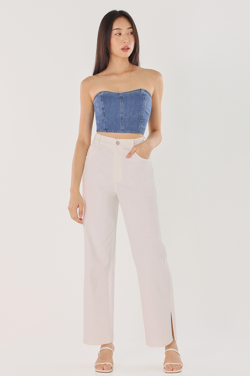 SMITTEN DENIM SWEETHEART TUBE TOP (DENIM) | Lovet