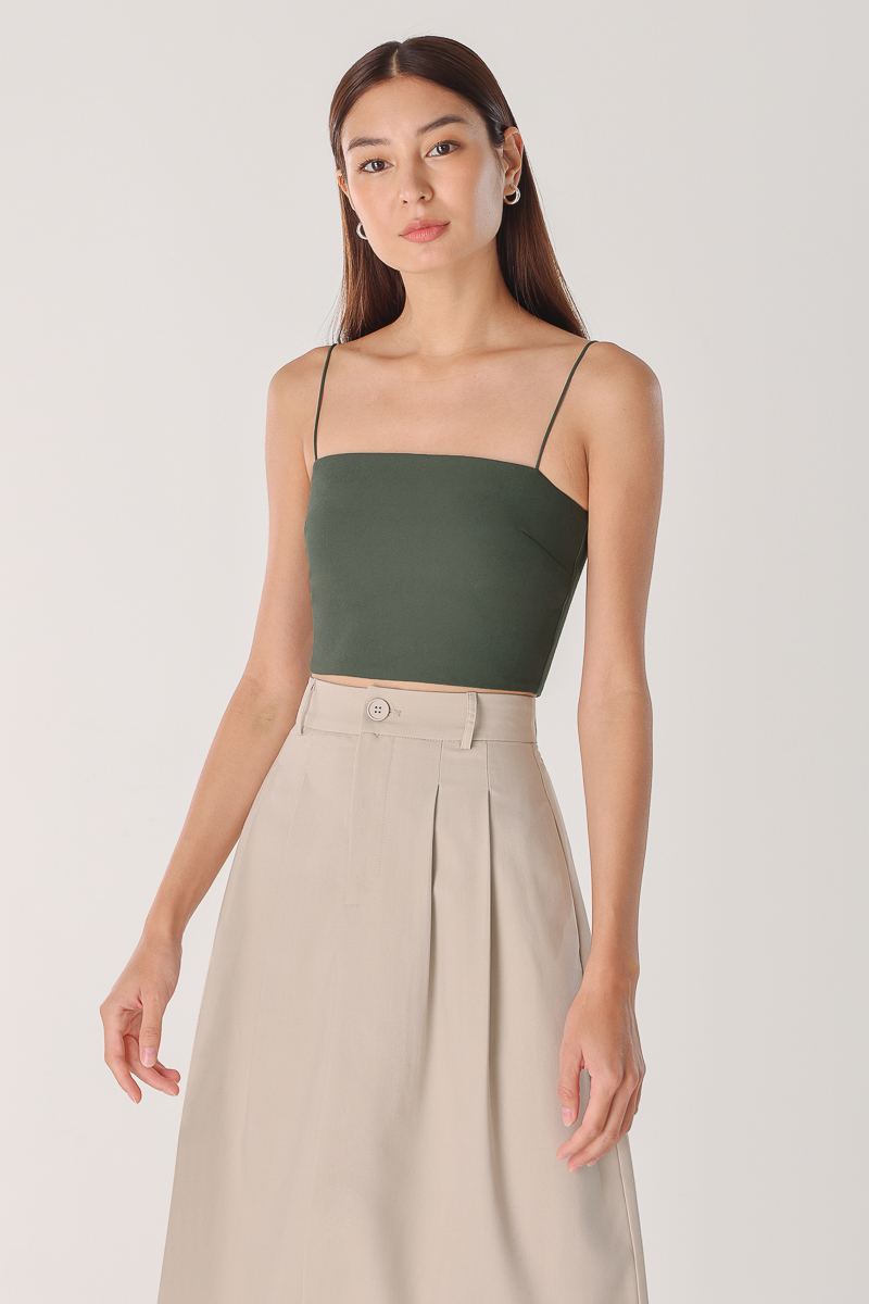 AELLA PADDED CAMI TOP - CROPPED (FOREST) | Lovet