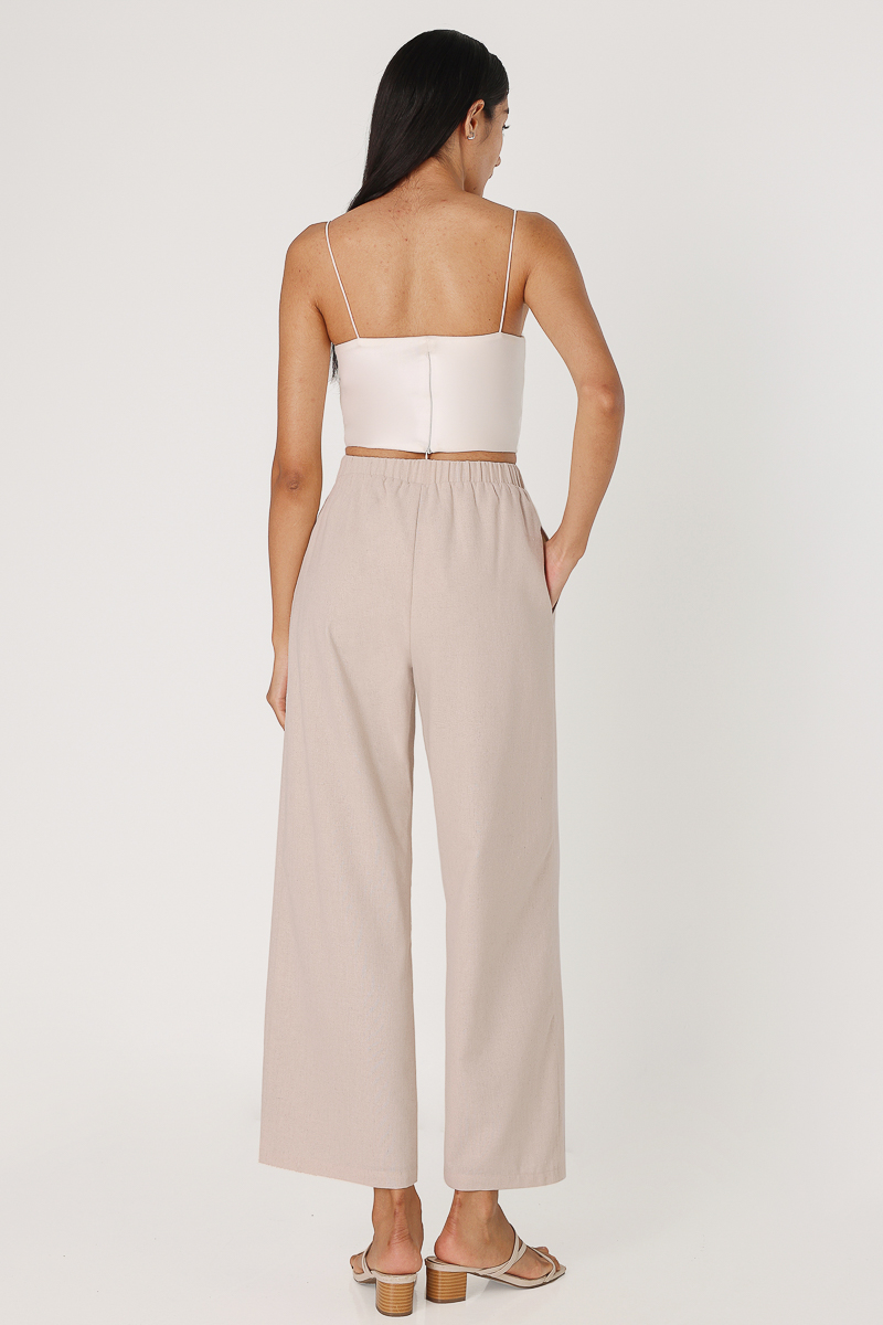 CLARA LINEN EASY STRAIGHT LEG PANTS - REGULAR (NATURAL) | Lovet