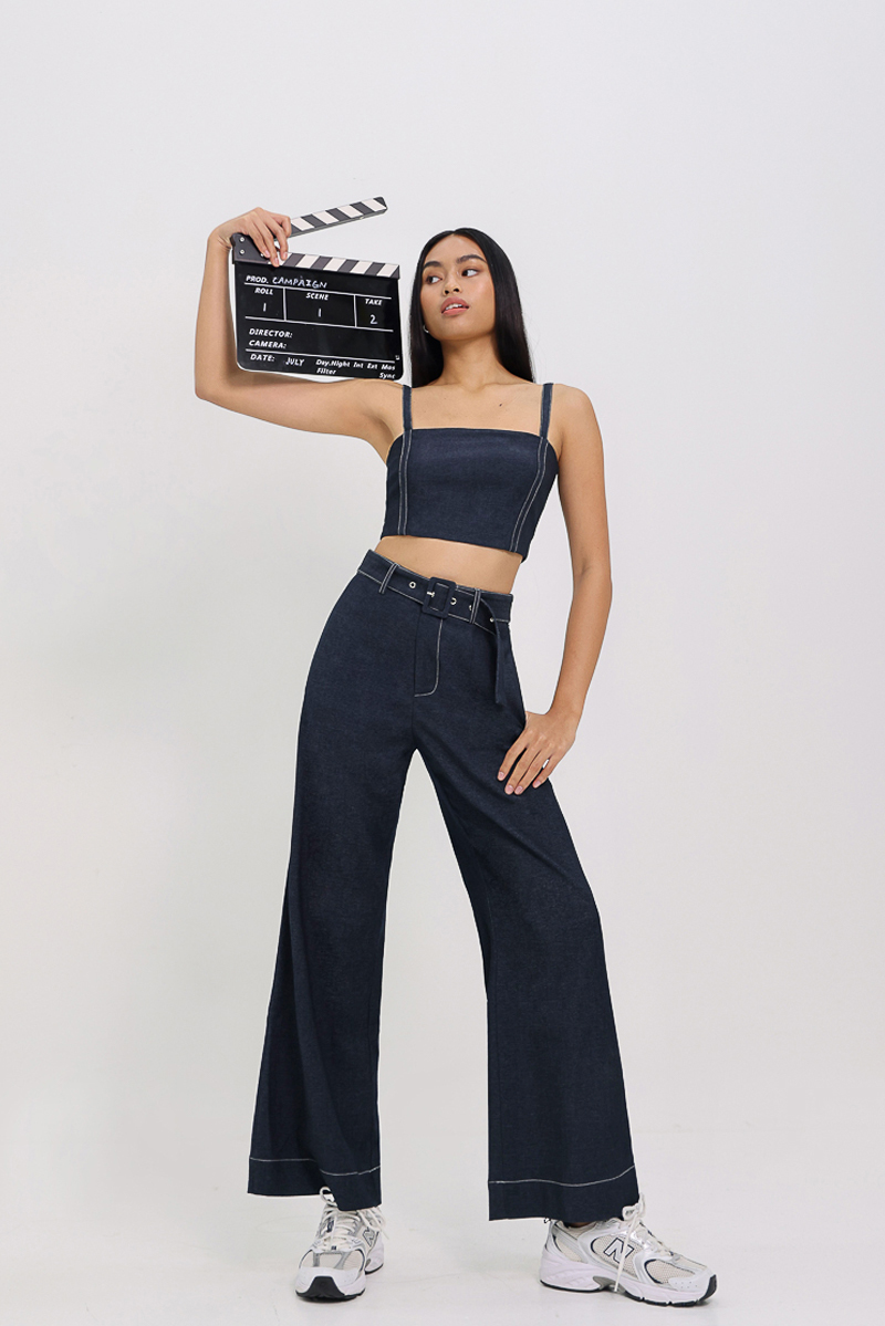 ELEVATE CONTRAST STITCH DENIM PANTS SET | Lovet