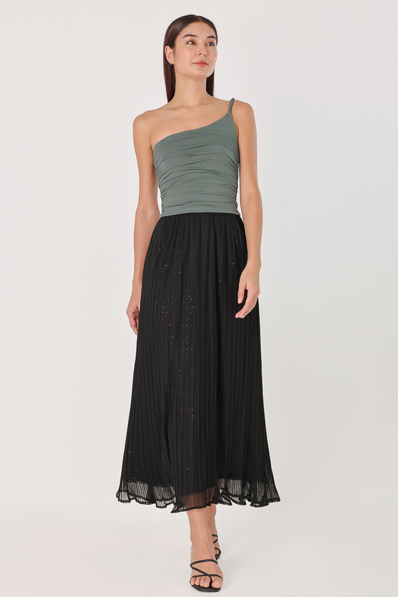 ALZA PADDED RUCHED TOGA TOP (ASH GREEN) | Lovet