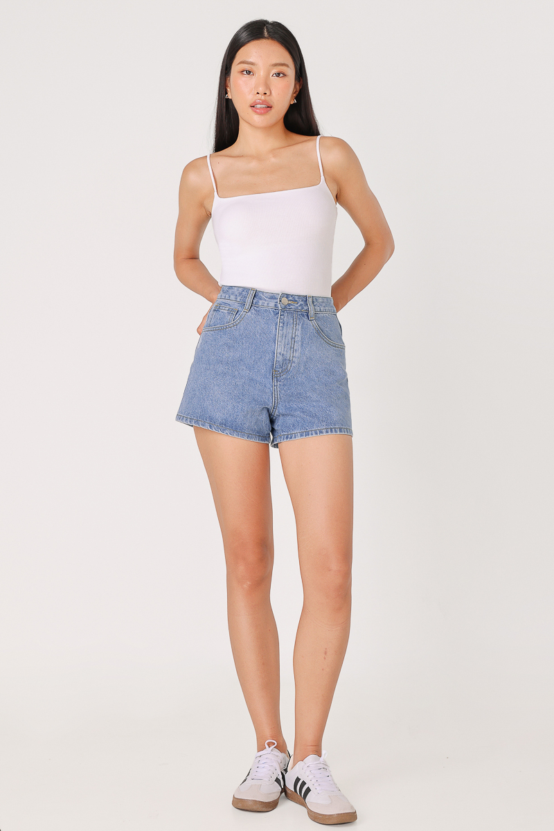 DAY OFF BASIC DENIM SHORTS (DARK WASHED) | Lovet
