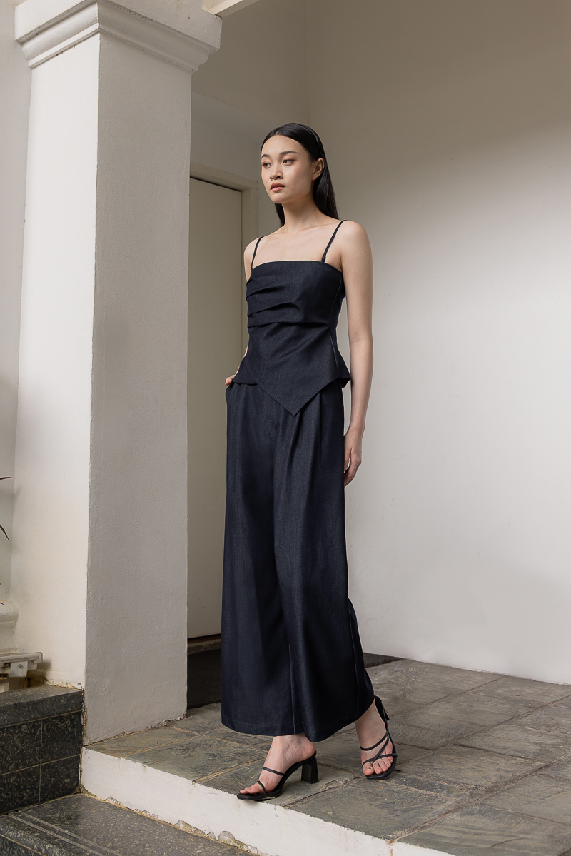 NYLA DENIM CHAMBRAY TWO-WAY PANTS SET | Lovet