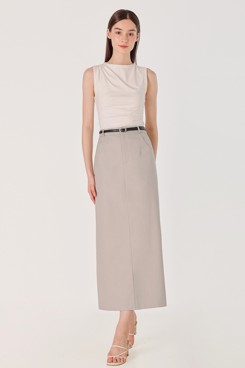 ANGIE MOCK NECK RUCHED TOP (WHITE) | Lovet