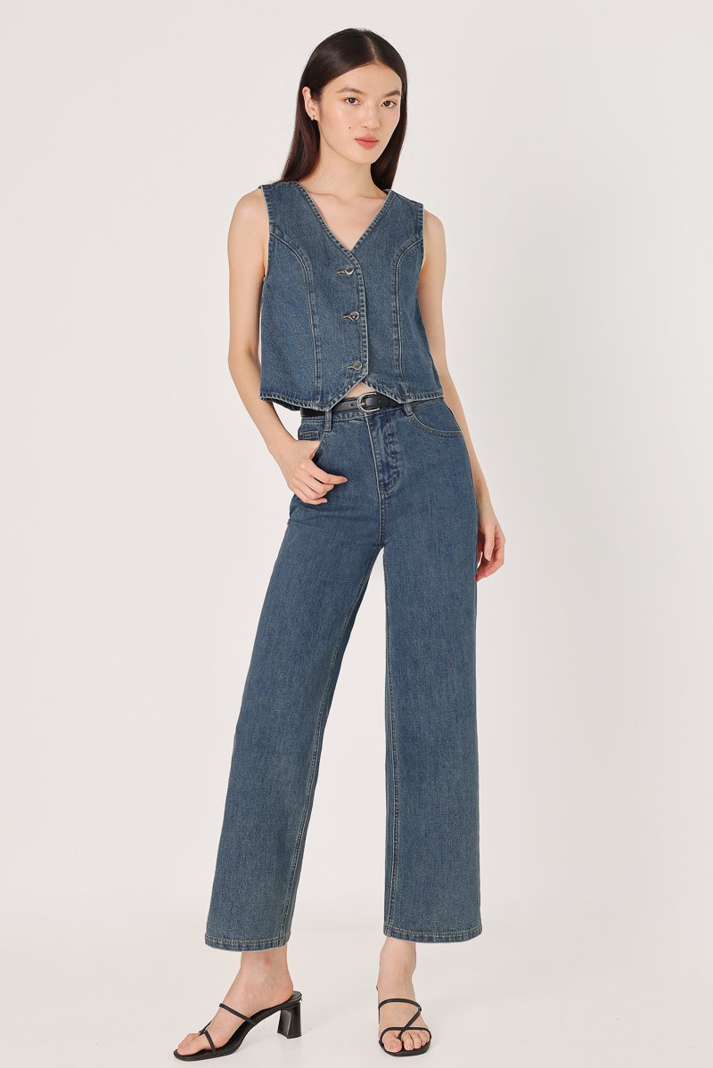 CAPTIVATE DENIM VEST JEANS SET | Lovet