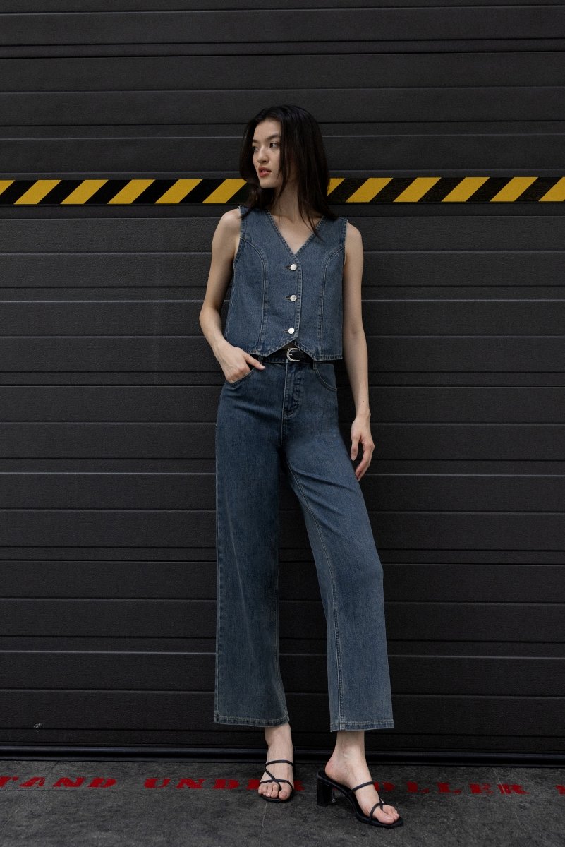 CAPTIVATE DENIM VEST JEANS SET | Lovet