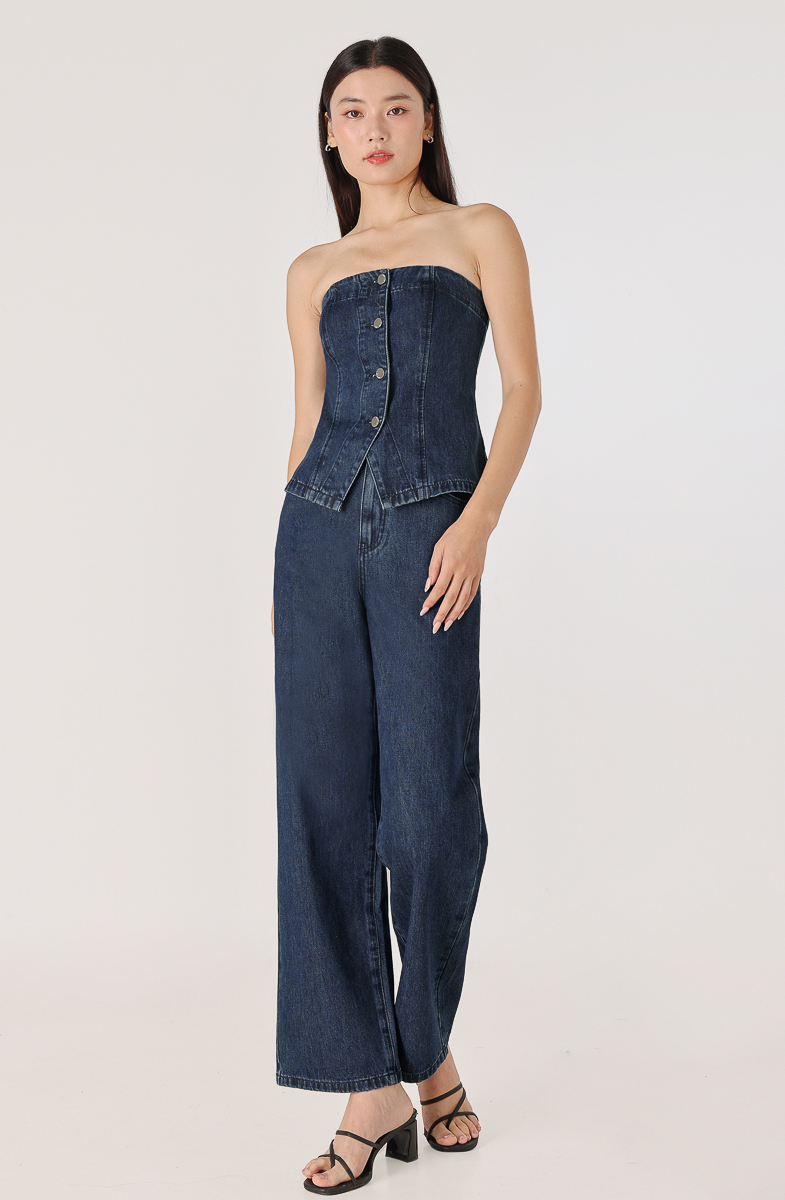 DIVINE DENIM VEST JEANS SET | Lovet