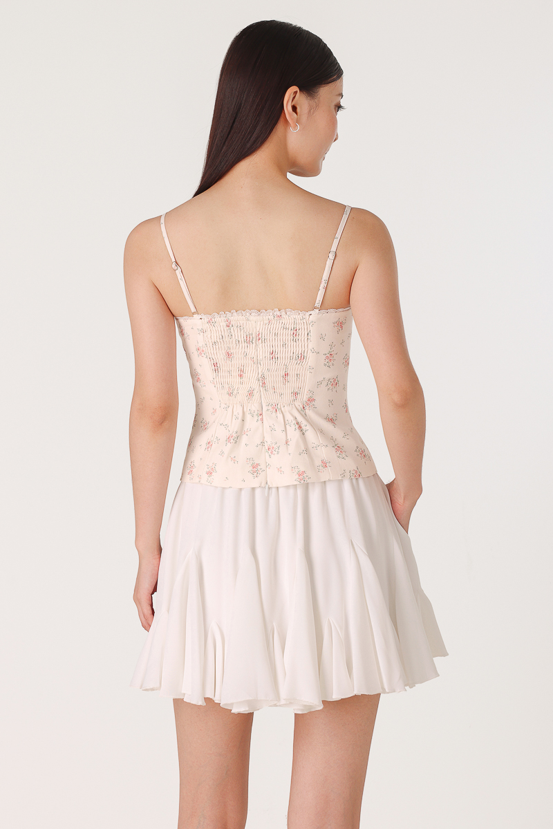 ARABELLA PADDED FLORAL CORSET LACE TRIM TOP (WHITE) | Lovet