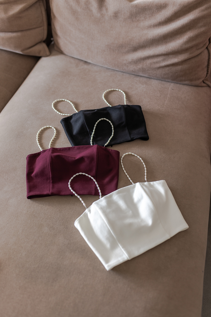 GIANNA PEARL PADDED CROP TOP (WHITE) | Lovet