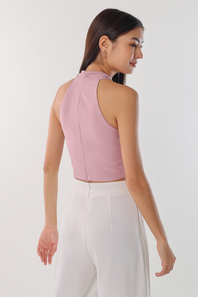 GEIA PADDED HALTER TOP (DUSTY PINK) | Lovet